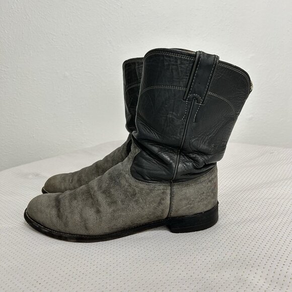 Justin Boots | Shoes | Justin Black Gray Leather Elephant Print Western ...